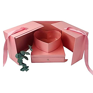 UNIKPACKAGING Premium Quality Large Square Surprise Flower Box, Gift Boxes for Luxury Flower and Gift Arrangements, Multi Colors (Pink)