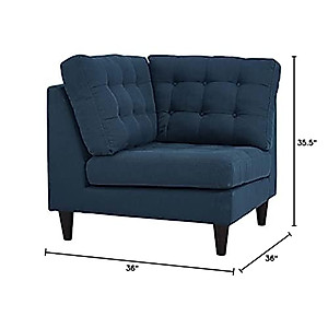 Modway Empress Mid-Century Modern Upholstered Fabric Corner Sofa In Azure