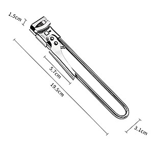 Warncode Adjustable Multifunctional Stainless Steel Can Opener, 3 Seconds Quick and Easy Manual Bottle Jar Opener Lid Remover Gripper Kitchen Tool,for Arthritic Hands,Seniors,Long Fingernails (1Pcs)