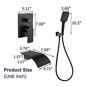 Bathtub Faucet Set with Handheld Sprayer Tub Filler Faucets with Rough-in Valve Trim Kit Wall Mount Tub Faucets Matte Black