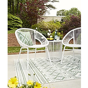 Signature Design by Ashley Mandarin Cape Casual All-weather Resin Wicker Outdoor Chairs with Table Set, Set of 3, White