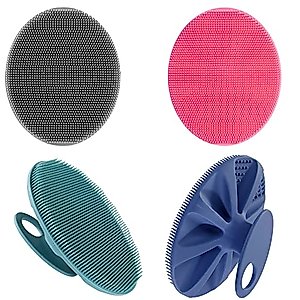 Food-grade Soft Silicone Body Cleansing Brush Shower Scrubber, Gentle Exfoliating and Massage for all Kinds of Skin (Pack of 4)