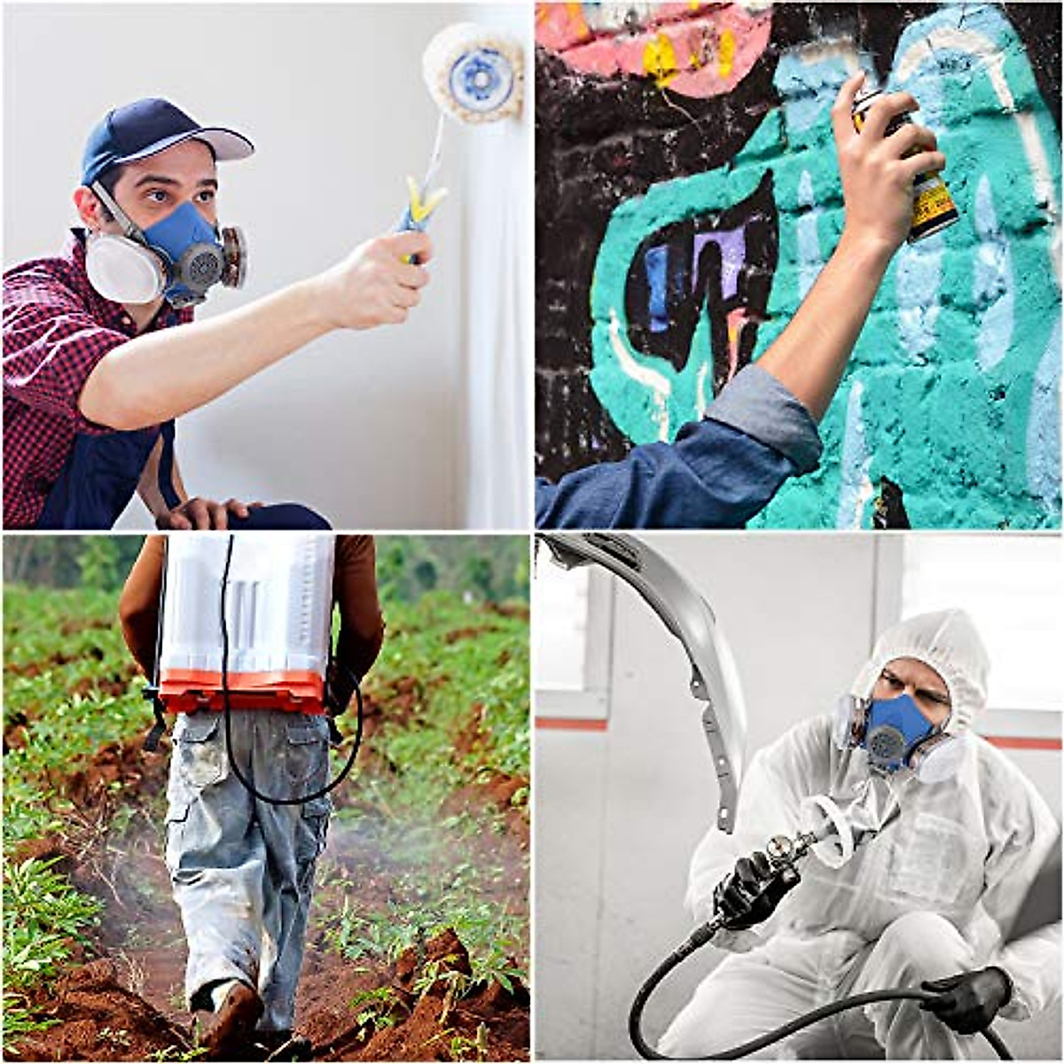 SYINE Half Face Reusable Respirator Spray Paint Gas Mask Respiratory Protection Multi-Purpose Dustproof Respirator,Medium(Mask+1 Pair Cartridges)