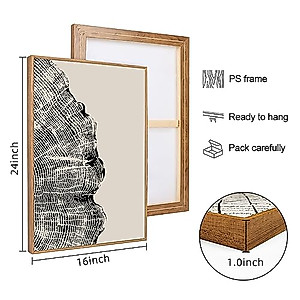 CHDITB Framed Wood Tree Rings Wall Art Set, 16x24in Black and White Canvas Art Wall Decor, Abstract Nature Wall Pictures Prints, Modern Paintings Wall Art for Living Room, Bedroom, Farmhouse(3Pcs)