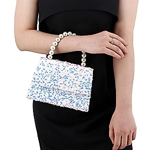 jascaela Women's Evening Handbag Cocktail Party Clutch Purse Pearl Top Handle Evening Bag