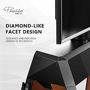 FITUEYES Design Modern TV Stand for 65 70 75 88 inch TV, Floor TV Stand with Cable Management, Easel TV Stand for LCD/LED Flat Curved Screens Wood Iron TV Furniture, Picasso Series