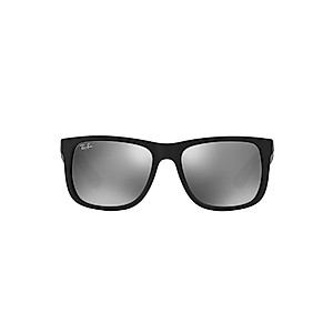 Ray-Ban RB4165 Justin Sunglasses + Vision Group Accessories Bundle for unisex-adult (Rubber Black/Grey Mirror Silver (622/6G),55)