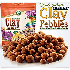 Organic Expanded Clay Pebbles LECA Grow Media for Plants, Orchids, DWC Hydroponics, Aquaponics, Aquaculture Garden Soil Additive Conditioner Amendment Ceramsite Aggregate Cz Garden