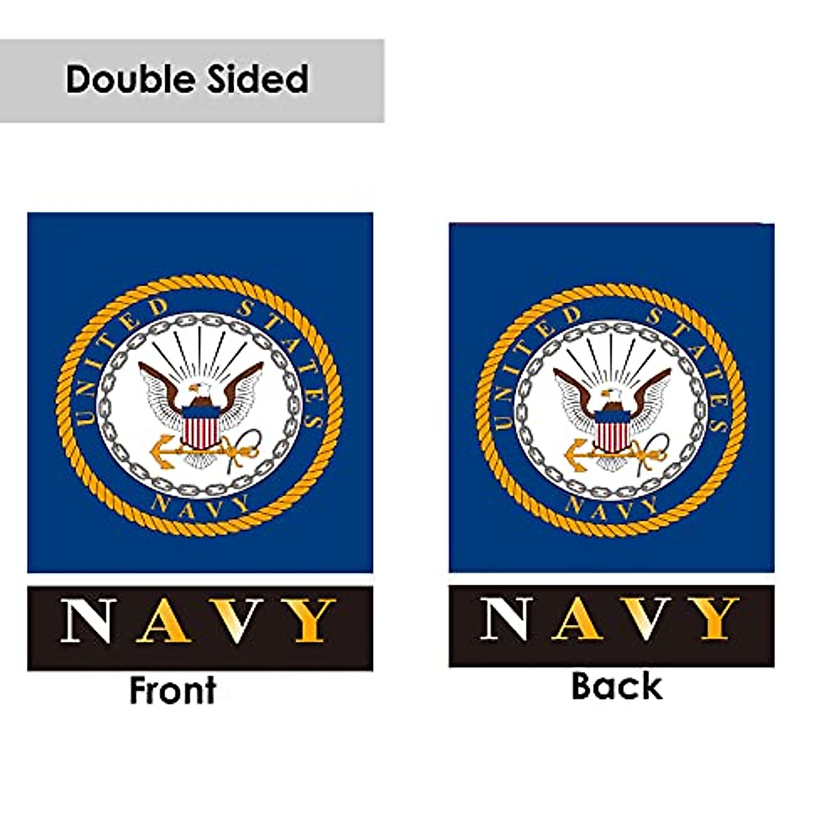 US Navy Military Garden Flags 12x18 Double Sided- United States USN Navy Memorial Small Flag Yard Banner for US Navy Naval