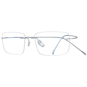 FONEX Titanium Glasses Frame,Rimless Frameless Optical Eyewear Eyeglasses for Men and Women F85634 (Silver)