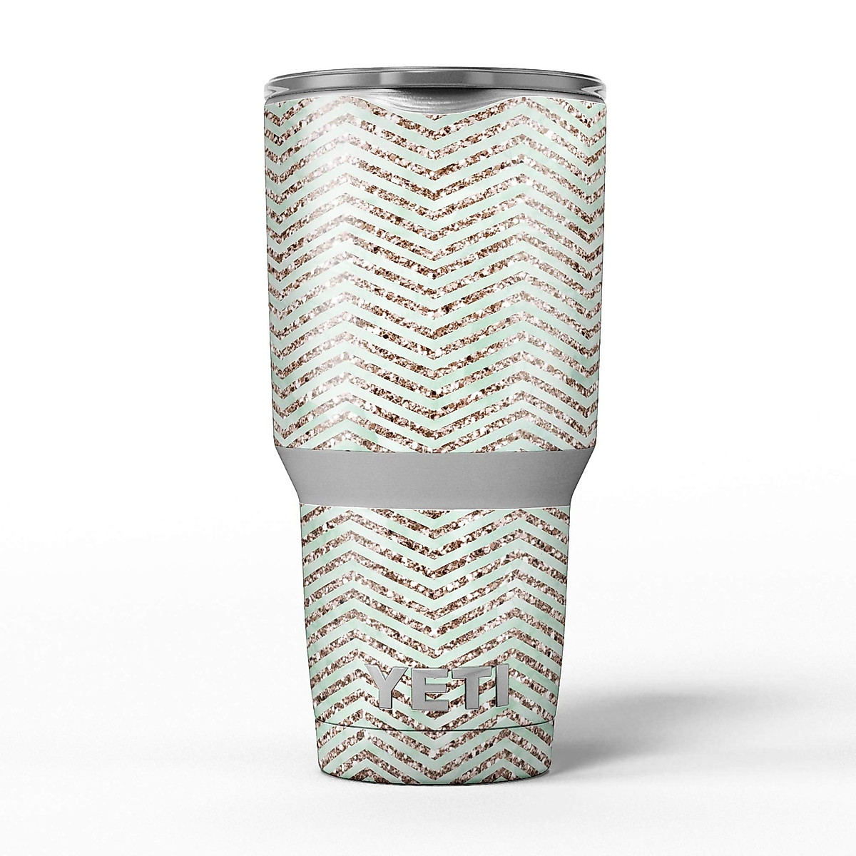 Design Skinz Brown and Green Glimmer Chevron - Skin Decal Vinyl Wrap Kit compatible with the Yeti Rambler Cooler Tumbler Cups