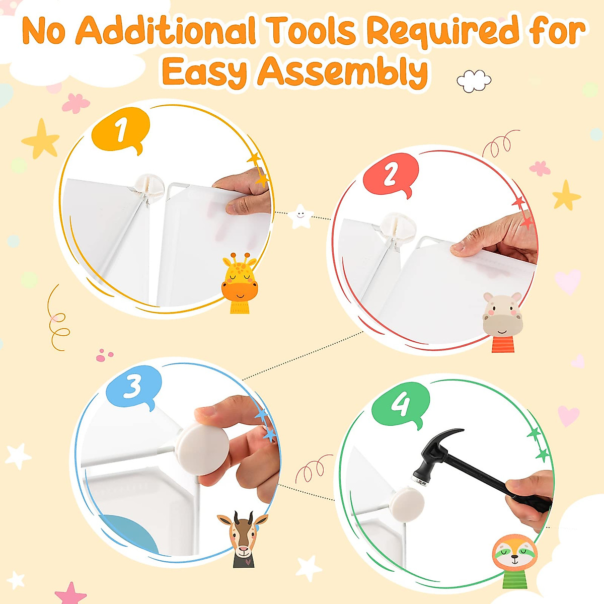 HONEY JOY Kids Wardrobe Closet, Baby Cartoon Clothes Storage Organizer, 8 Cubes & 2 Hanging Sections, Portable Children DIY Modular Bedroom Armoire Dresser Cabinet for Boys Girls (White)