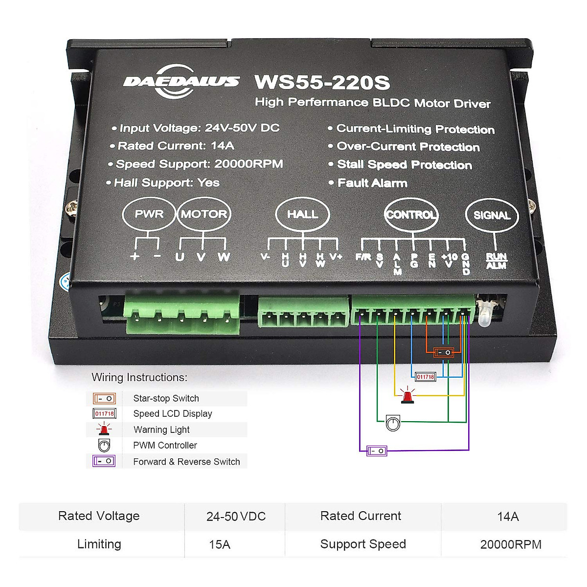 Daedalus CNC Brushless Spindle Motor Kit, 600w, ER16, 48V DC, 9000RPM