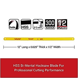 ACXMKEX 12" Bi-Metal Hacksaw Blades, 18 TPI, 24 TPI,32 TPI, 6pack - Replacement High Speed Steel Safe Flex Hacksaw Frame Blade,HB182432-2