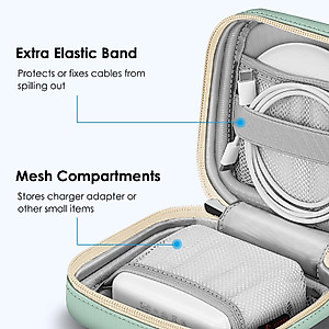 FINPAC Charger Case for MacBook, Small Electronic Organizer Bag for MacBook Power Adapter, Portable Pouch Travel Storage for Laptop Accessories, Magic Mouse, USB Drives, GoPro, Gadgets - Light Green