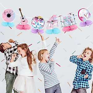 Popular Birthday Party Decorations Music Party Honeycomb Centerpieces Guitar Themed Party Decorations for Girls Birthday Fans Celebration Party Supplies