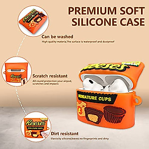 3 Pack Cute Airpod Case for Airpod Pro,3D Kawaii Cartoon Funny Goldfish Cookie&Rainbow Candy&Chocolate Food Soft Silicone Protective Cover Accessories Skin for Apple Air pods Pro Case for Girls Boys