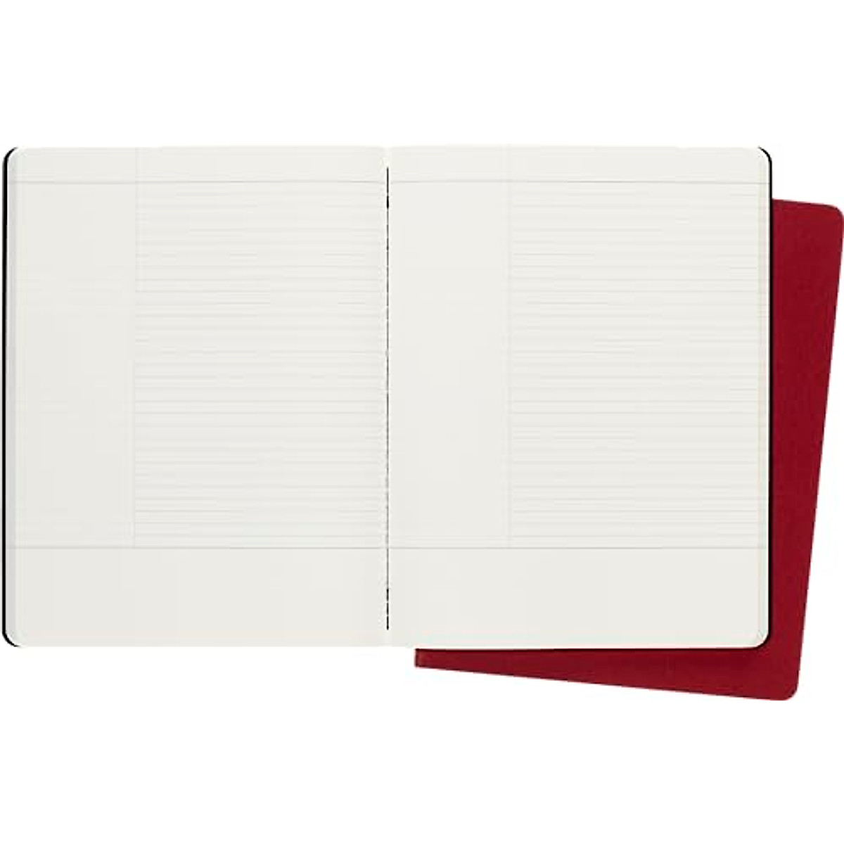 Moleskine Subject Cahier Journal, Soft Cover, XL (7.5" x 9.75") Black and Cranberry Red, 160 Pages (Set of 2)