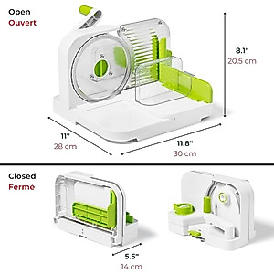 Starfrit Deli Slicer - Slices Meat, Cheese, Bread - 6.5" Stainless Steel Blade - Adjustable Thickness Knob - Nestable for Easy Storage | 2-in-1 Fruit and Vegetable with Bonus Peeler