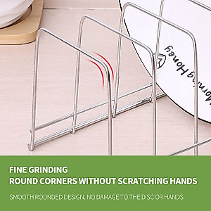 4Pcs Plate Organizer for Cabinet,Pot Lid Organizer Pot Lid Rack Holder Rest Storage for Cutting Boards,Bakeware,Cooling Racks,Pots & Pans,Serving Trays and Reusable Containers(Stainless Steel)