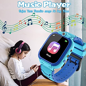 Kids Smart Watch for Boys Girls Game Smartwatch with 14 Educational Games HD Dual Camera Touchscreen Music Video Player 12/24 Hr Alarm Clock Pedometer Toddler Watch Learning Toys (Blue)