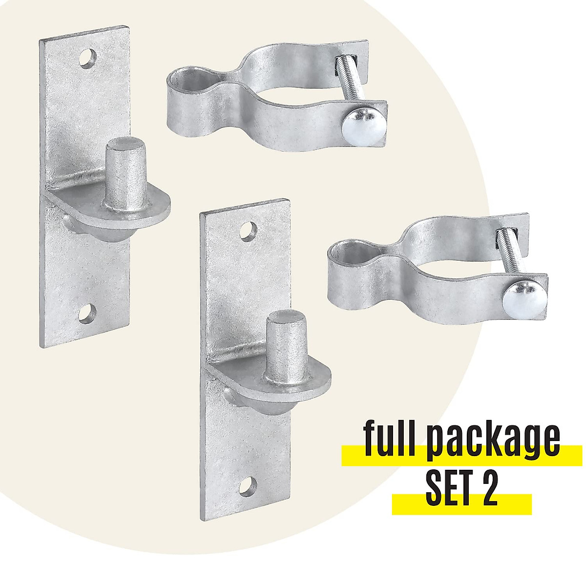 Wall Mount Gate Hinge | Pipe Gate Hinge 2 Pack Chain Link Fence Gate Hinges Fence Post Chain Link Gate Hinge (2)