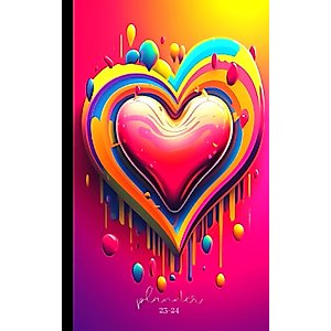 2023-2024 PLANNER: "COLORFUL HEART" Weekly and monthly organizer. July 2023 - June 2024. A5 . 6" x 9". 137 pages.