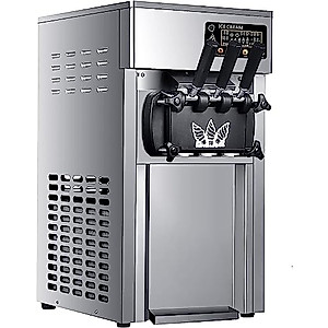 1200W Commercial Soft Serve Ice Cream Maker, 16~18L/H Slushy Ice Cream Machine Professional with LED Display - 3 Tastes, CE/FCC/CCC