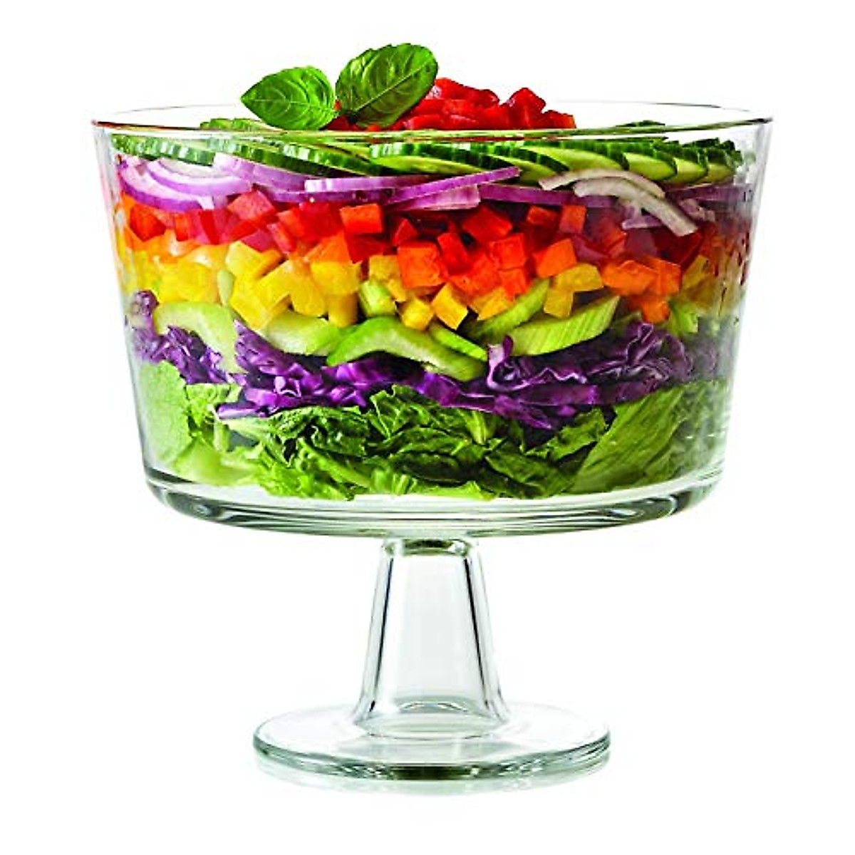 Royalty Art European Trifle Bowl with Pedestal, Round Dessert Display Stand for Laying Cakes, Pastries or Baked Goods, Modern Design with Crystal-Clear Glass, X Quart