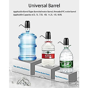 Vshinic Water Bottle Dispenser, Water Bottle Pump USB Charging Automatic Drinking Water Pump Water Jug Pump Electric Water Dispenser Water Bottle Switch for Universal 5 Gallon Bottle - Black