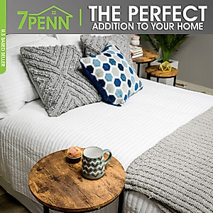 7Penn Round Nesting Tables Set of 3 - Wood Accent Nightstand Set Small Coffee Tables for Living Room or Bedroom