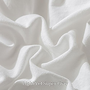 FOSSA Duvet Cover Set 100% Washed Cotton 3 Pieces Bedding Set Twill Soft Cozy Breathable Sturdy Substantial with Textured Weave Solid White Queen