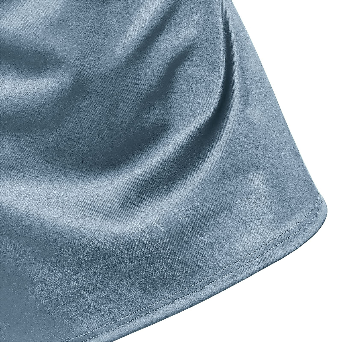 ZAFUL Women's Satin Sleeveless Spaghetti Strap Mini Dress Sexy Slip Cowl Neck Silky Cocktail Party Dresses(Blue-F, S)