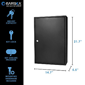 Barska AX11824 Key Lock 200 Position Adjustable Key Cabinet Lock Box Black,Medium
