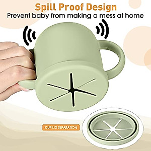 Mumufy 6 Pack Baby Straw Cups and Snack Container 2 in 1 Silicone Baby Straw Cup Toddlers Cup and Baby Snack Cups with Handle Baby Training Cup, 6 Colors