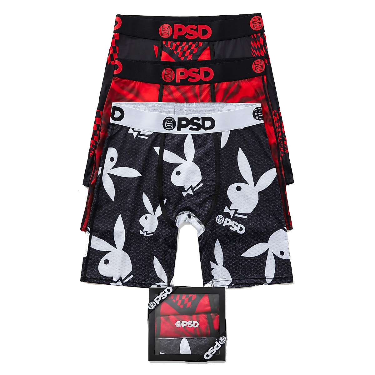 PSD Men's Playboy Kit 3-Pack Bx Boxer Briefs, Multi, M