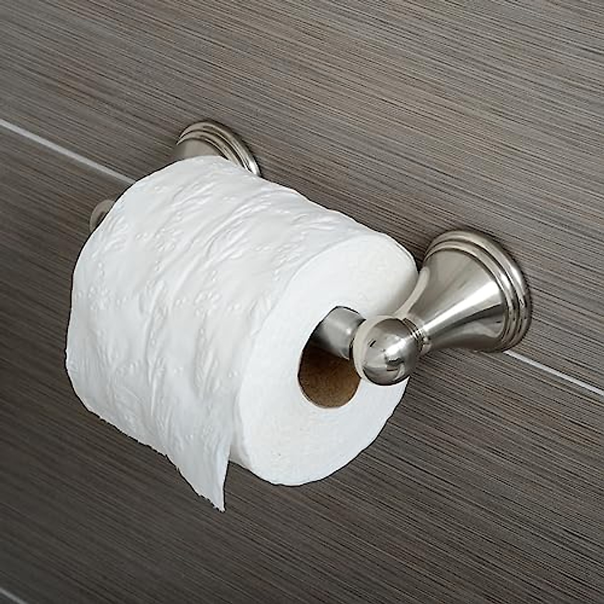 Amazon Basics AB-BR809-SN Modern Spring Toilet Paper Holder, Satin Nickel