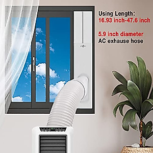 HOXHA Air Conditioner Window Vent Kit Universal Adjustable Window Kit with 5.9” Diameter 59” Length Exhaust Hose for AC Unit, AC Seal Panel for Horizontal&Vertical Window