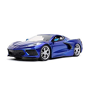Jada Toys Bigtime Muscle 1:24 2020 Chevy Corvette Stingray Die-cast Car Candy Blue, Toys for Kids and Adults