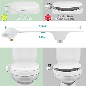 ifgswopq Toilet Bidet Slim Bidet Toilet Seat Attachment with Brass Inlet Adjustable Water Pressure Bathroom Hygienic Shower, 1 (D 1)
