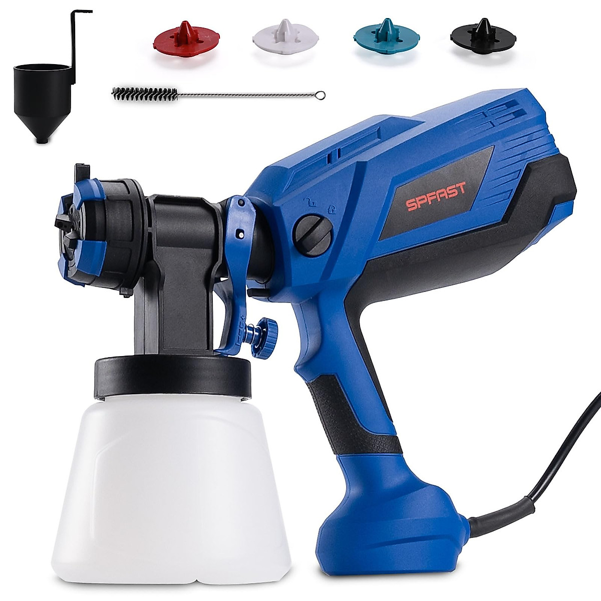 SPFAST Electric Paint Sprayer, 650W High Power HVLP Spray Paint Gun, with 5 Copper Nozzles & 3 Spray Patterns, Easy to Clean, Spray Painter for Home Interior and Exterior, Furniture, Cabinets, Fence