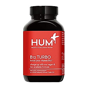 HUM B12 Turbo - Daily Energy Support Supplement - Vitamin B Complex, Calcium Supplement for Mood Support + Hormone Balance - Non-GMO, Gluten-Free, Vegan (30 Tablets)