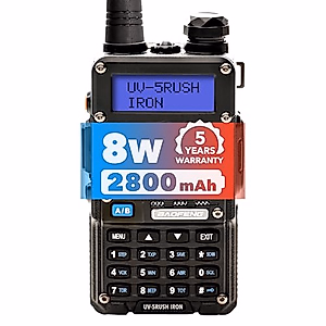 youRUSH UV-5RUSH Iron Advanced BAOFENG UV-5R 8W Tri-power Dual Band Two-Way Radio VHF UHF with Extended BL-5 2800mAh Battery CHIRP Programmable Handheld Radio Baofeng