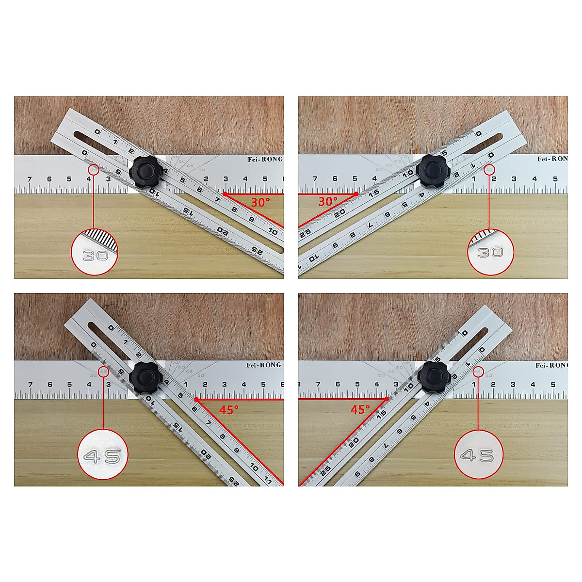 Triangle Ruler Square Carpentry Squares Folding Aluminium Frame Construction Tools Combination 24/48 Inches in Framing Roofing Stair Work Woodworking Movable Right Angle 90°45 Degree Angle Ruler