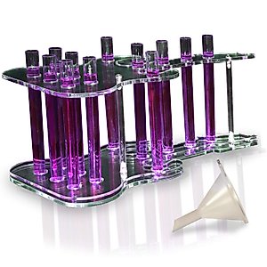 Shot Glass Set for Party- Guitar Shot Glass Holder Perfect for Bar Set Tray- Great for Tequila Shot Set or Whiskey Tray- Shot Caddy Comes with a Set of 12 Viles