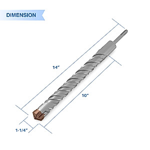 E&K 1-1/4’’ Inch SDS Plus Rotary Hammer Drill Bit for Anchoring in Concrete Masonry Stone Cement Fencing Fence Panels Installation