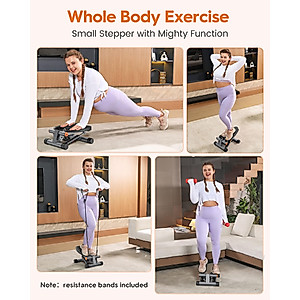 Niceday Steppers for Exercise, Stair Stepper with Resistance Bands, Mini Stepper with 300LBS Loading Capacity, Hydraulic Fitness Stepper with LCD Monitor