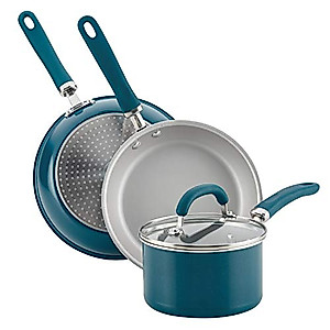 Rachael Ray Create Delicious Nonstick Cookware Pots and Pans Set, 13 Piece, Teal Shimmer