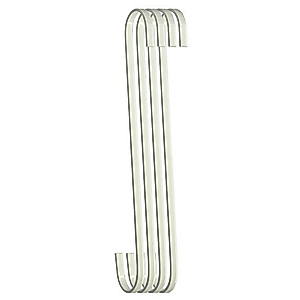 RuiLing 4-Pack 12 Inch White Finish Steel Hanging Flat Hooks - S Shaped Hook Heavy-Duty S Hooks, for Kitchenware, Pots, Utensils, Plants, Towels, Gardening Tools, Clothes