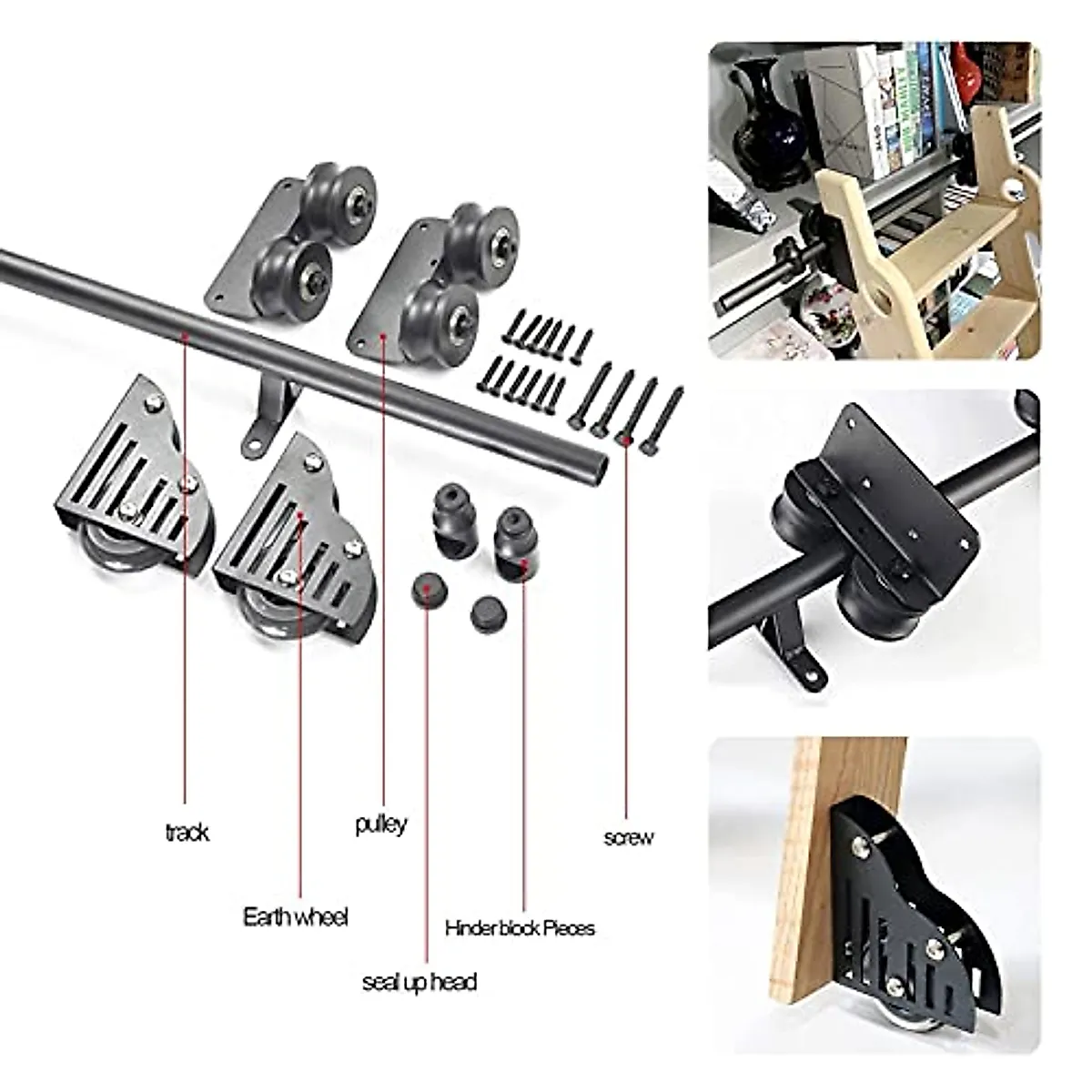 Sliding Library Ladder Hardware (No Ladder) Sliding Barn Door Kit with Floor Roller Wheels 3.3ft- 20ft Rolling Ladder Hardware Library Sliding Ladder Hardware Kit+ Extention Tracks (No Ladder) ( Size